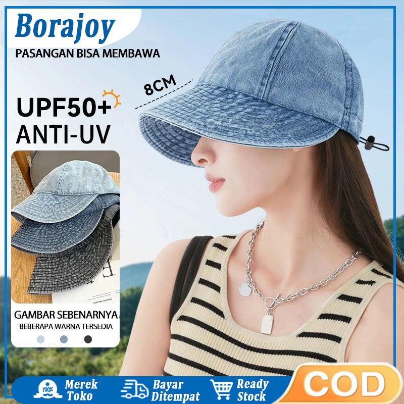Jual Topi denim anti-kerut, topi pantai wanita, topi pinggiran besar ...