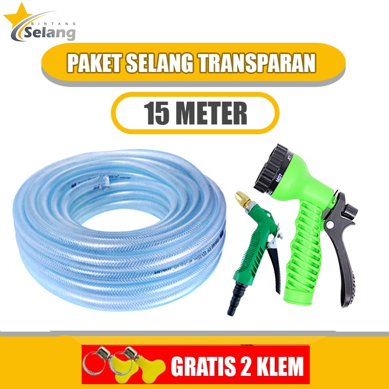 Jual BINTANG Paketan Selang Air 1/2 5/8 3/4 Inch 15 Meter Semprotan Air ...