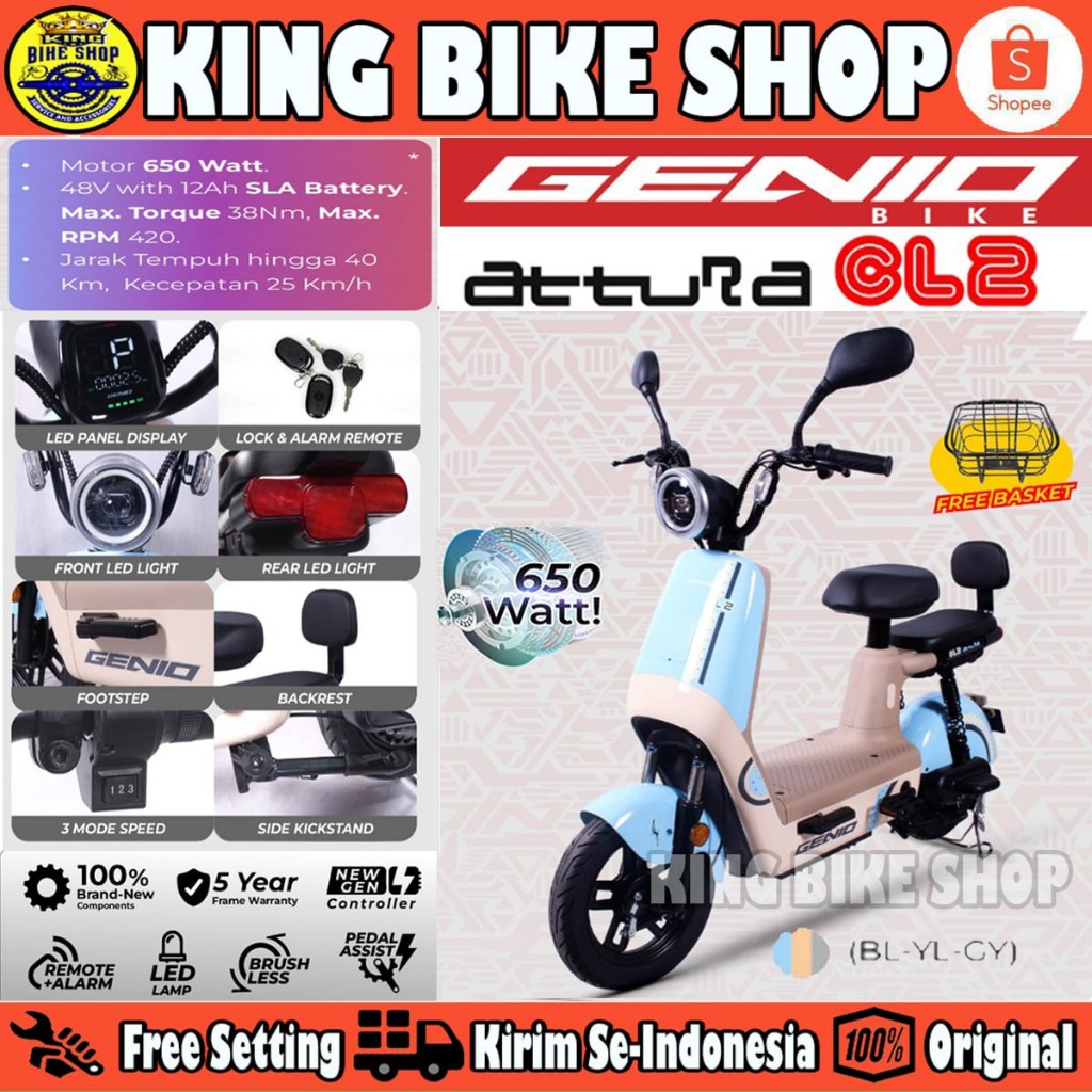 Jual Sepeda Listrik GENIO ATTURA CL2 BY UNITED 500 Watt Electric E Bike ...
