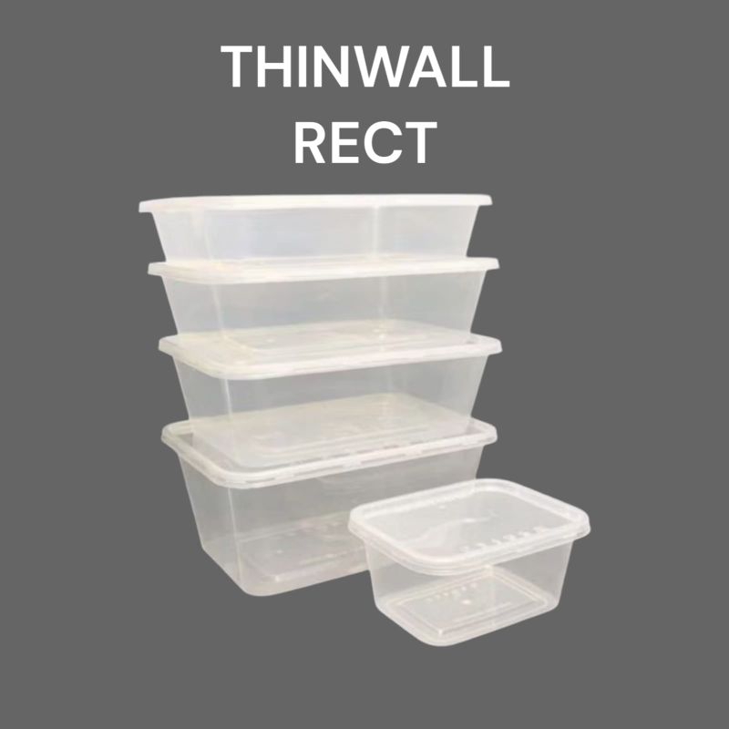 Jual Thinwall Rectangle 500ml 650ml 750ml 1000ml Per Dus Kotak Makan Persegi Panjang Plastik ...