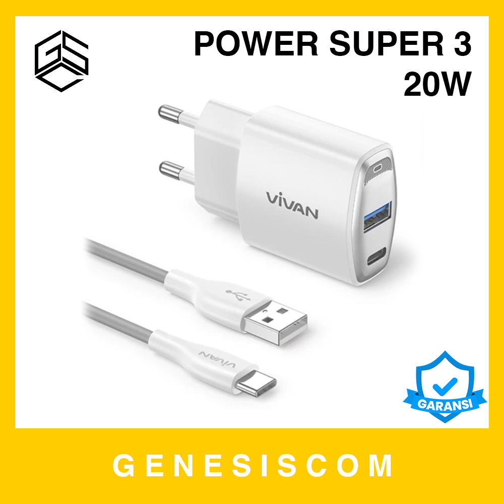 Jual Charger VIVAN Power Super 3 USB + Type C 20W Fast Charge Quick ...