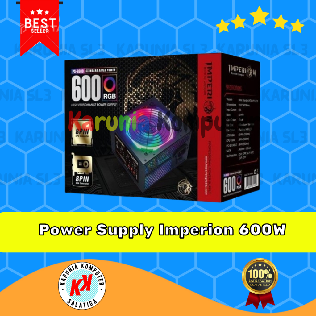 Jual IMPERION Power Supply PSU 600W GAMING LED RGB | Shopee Indonesia