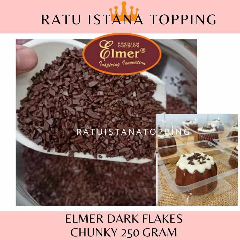 Jual ELMER DARK FLAKES CHUNKY 250 GRAM TOPING SERPIHAN COKLAT TABUR ...