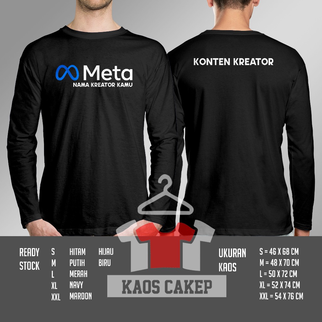Jual Kaos META Konten Kreator FB Gratis Nama Kreator Kamu Lengan ...