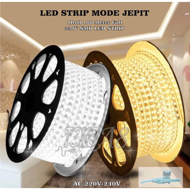 Jual LAMPU LED STRIP MODEL JEPIT 5050 220V 100M MODEL JEPIT/ LAMPU ...