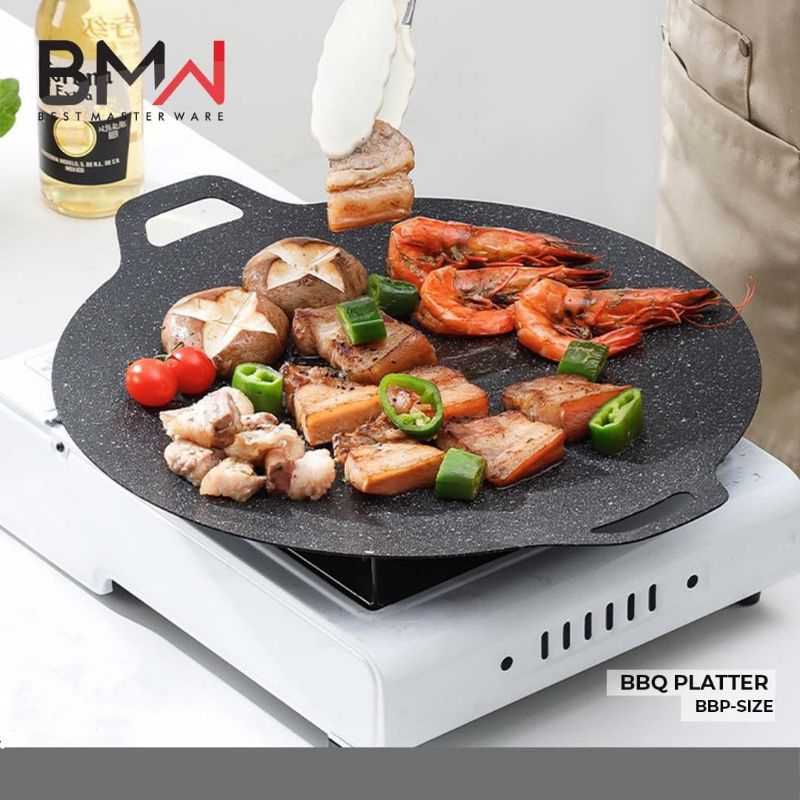 Jual Grill Pan BBQ Daging 30cm/ Grill Pan Marble Korean BBQ/ Grill Pan ...