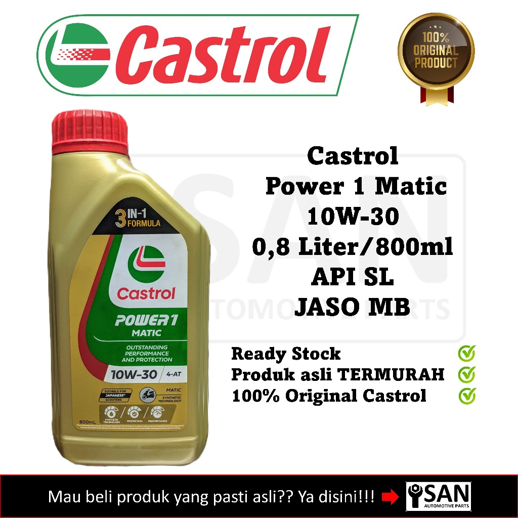 Jual Oli Motor Matic Castrol Matic Castrol Power 1 Matic 10W 30 800ml ...