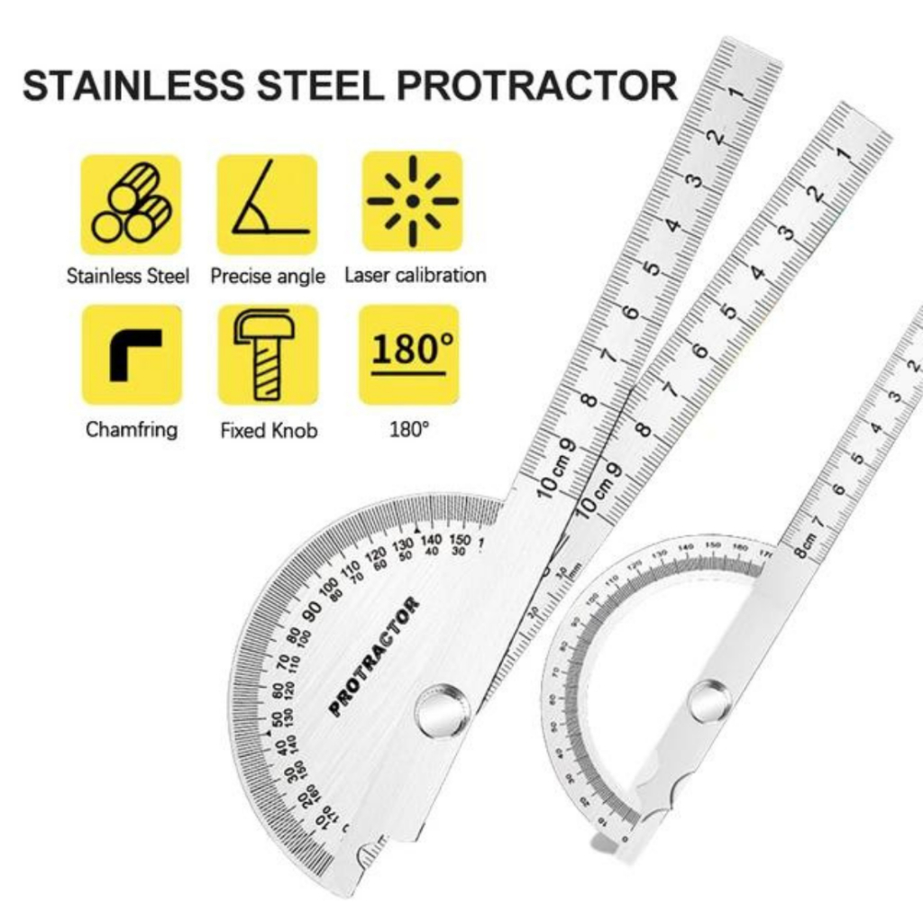 Jual Penggaris Busur Derajat 180 Derajat Bahan Stainless Steel Sudut ...