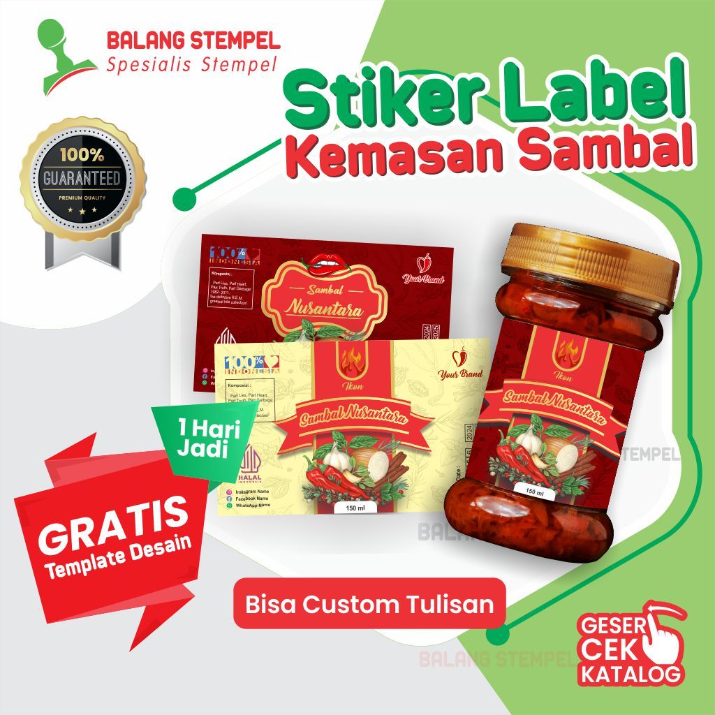Jual Cetak Stiker Sambal Print Sticker Satuan label Kemasan produk ...