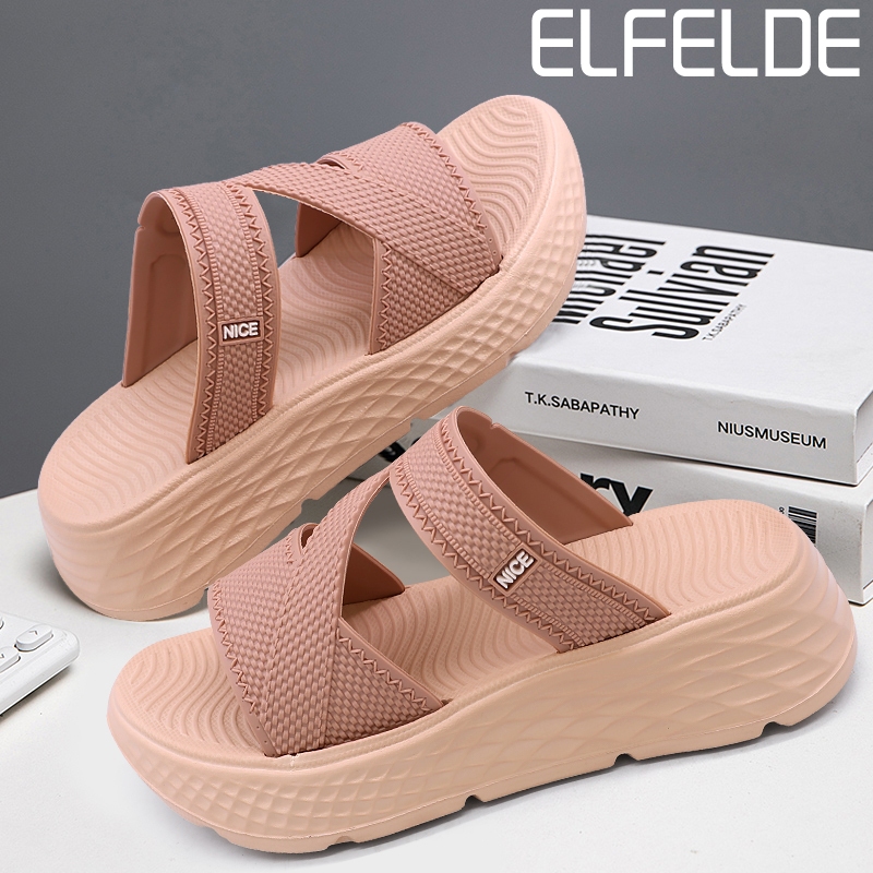 Jual ELFELDE Sandal Wanita Kekinian Sandal Fuji Sendal Slop Tali Silang ...