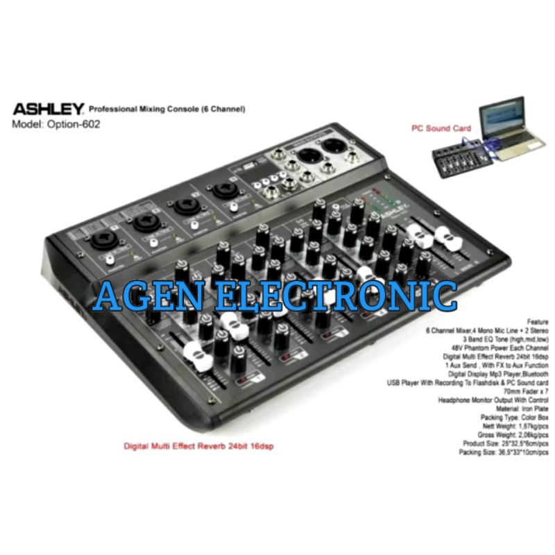 Jual Mixer Ashley option 602 original 6 Channel bluetooth | Shopee Indonesia