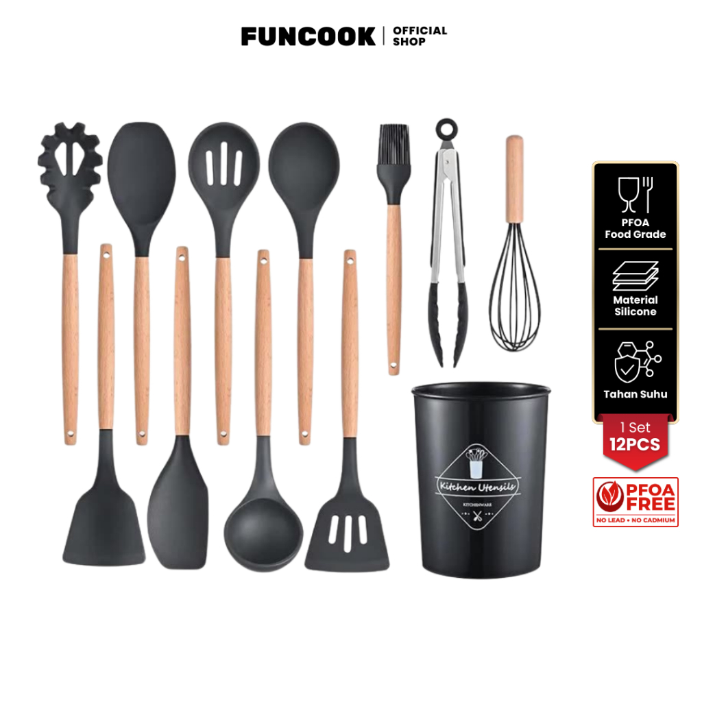 Jual FUNCOOK Silikon Spatula Silicone Sodet Alat Masak Set 12pcs Steak ...
