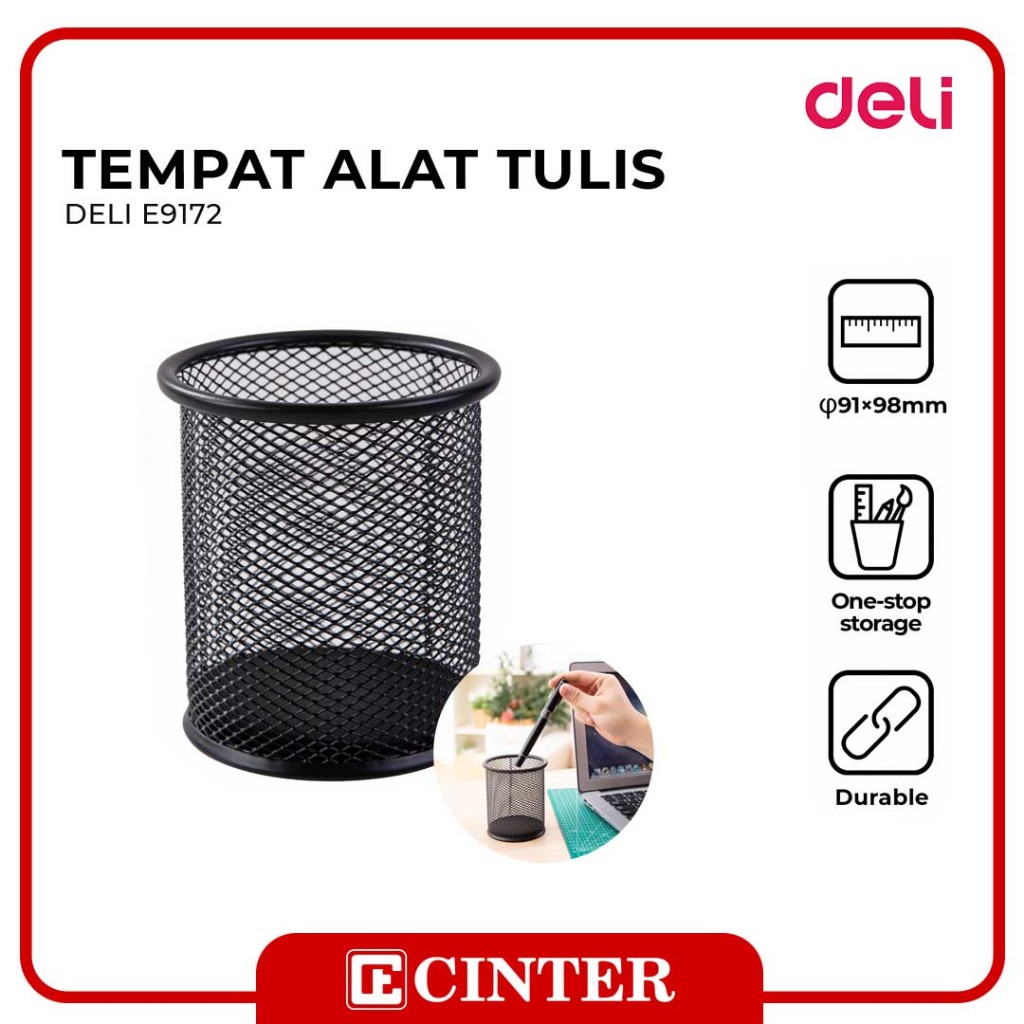 Jual DELI - TEMPAT PENA / PEN STAND / DESK ORGANIZER JARING BULAT BLACK ...