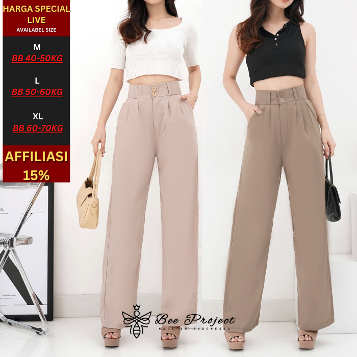 Jual BeeProject- Alby Cullote Highwaist Loose pants Anti Kusut / HW Kulot Korean | Shopee Indonesia