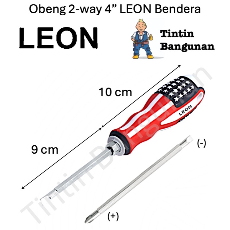 Jual Obeng 2-way Leon Gagang Karet Bendera, Obeng Cabut Screwdriver ...