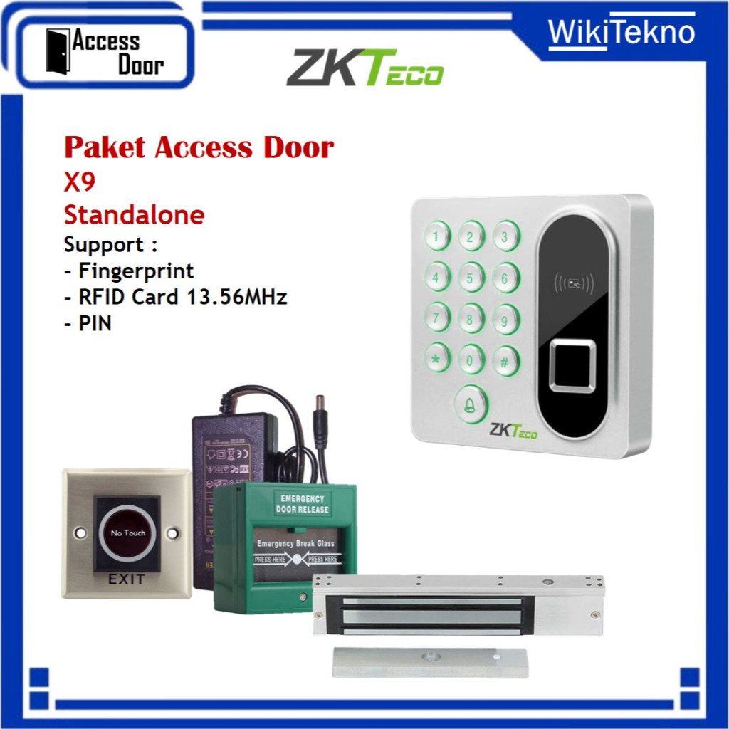 Jual Paket Access Door ZKTeco X9 Fingerprint Card & PIN Access Control Standalone | Shopee Indonesia