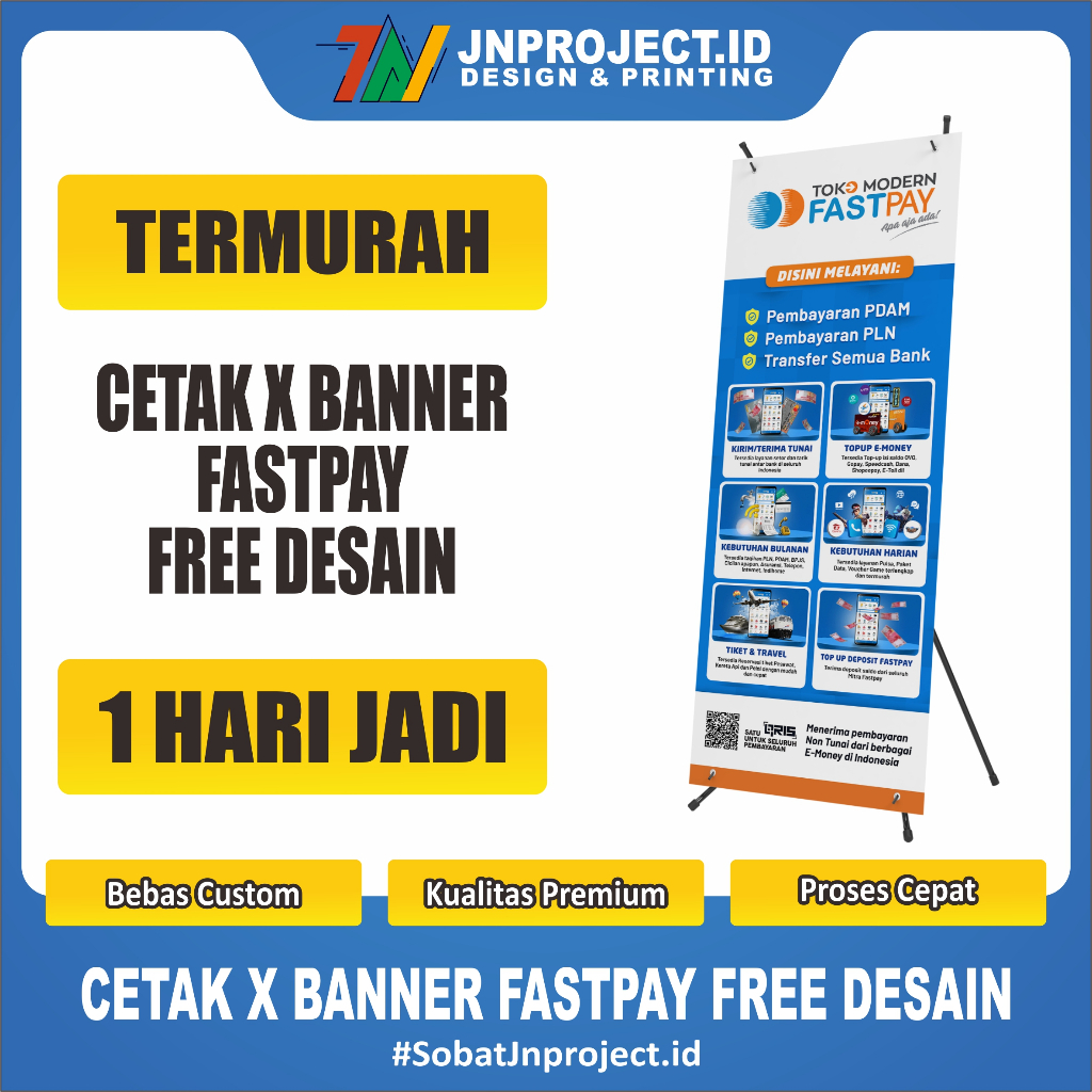 Jual X BANNER FASTPAY / SATU SET DENGAN RANGKA X BANNER / BANNER TOKO ...