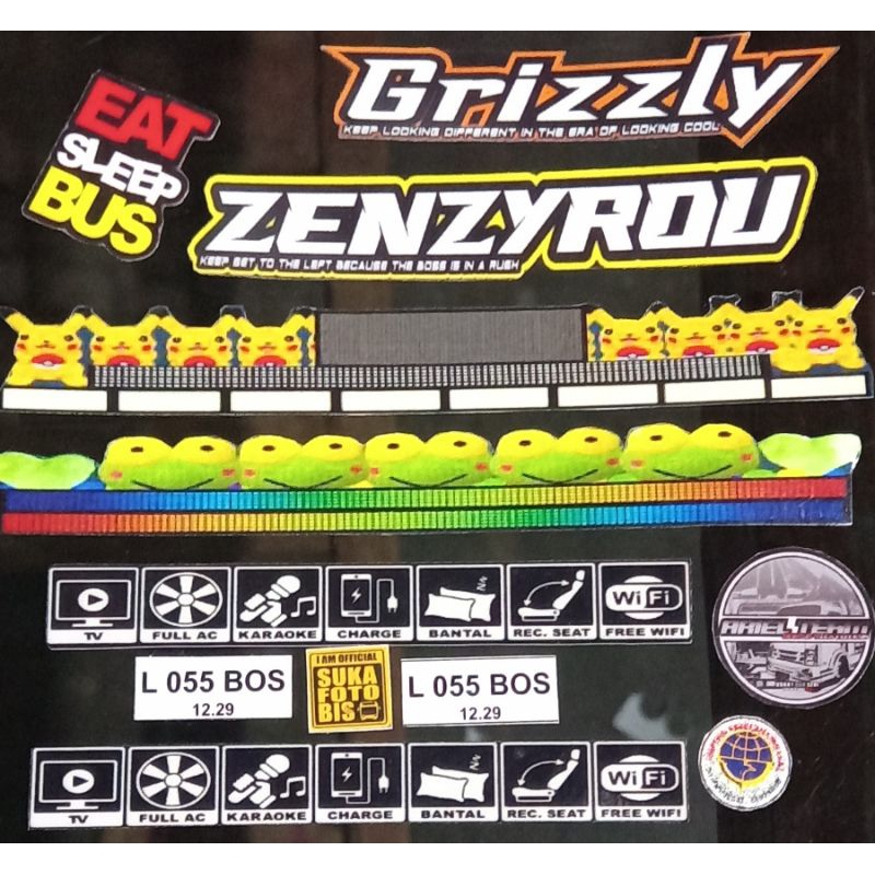 Jual Paket Stiker Miniatur bus,strobo,nickname,EAT SLEEP BUS,DLL ...