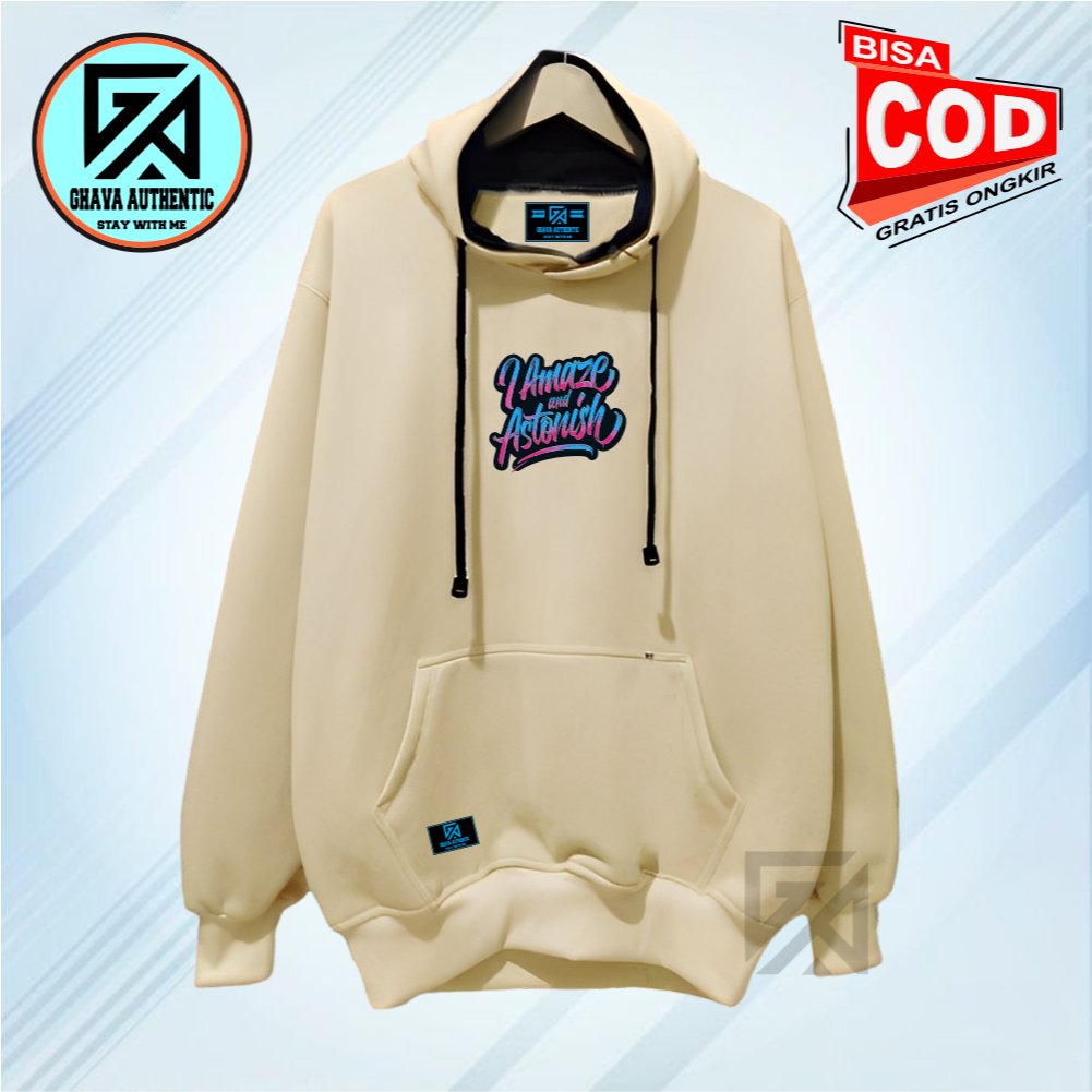 Jual Ghava Hoddie Oversize Premium Cod Pria Wanita Cople Warna Cream ...