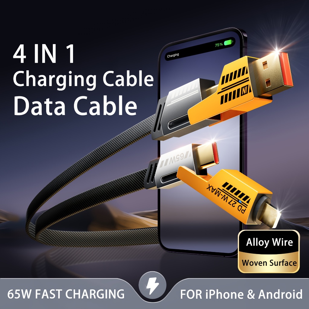 Jual 4-in-1 65W Mech Super Fast Charging Data Cable for Android Phones ...
