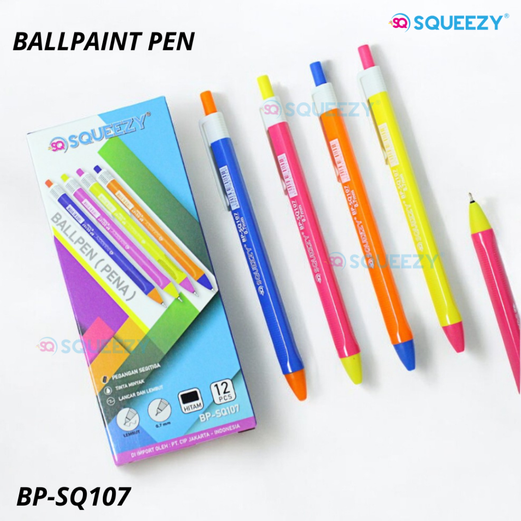 Jual Ballpoint Squeezy Ball Pen 0.7 mm Bolpoin Tinta Bolpen 1 Pak 12 ...