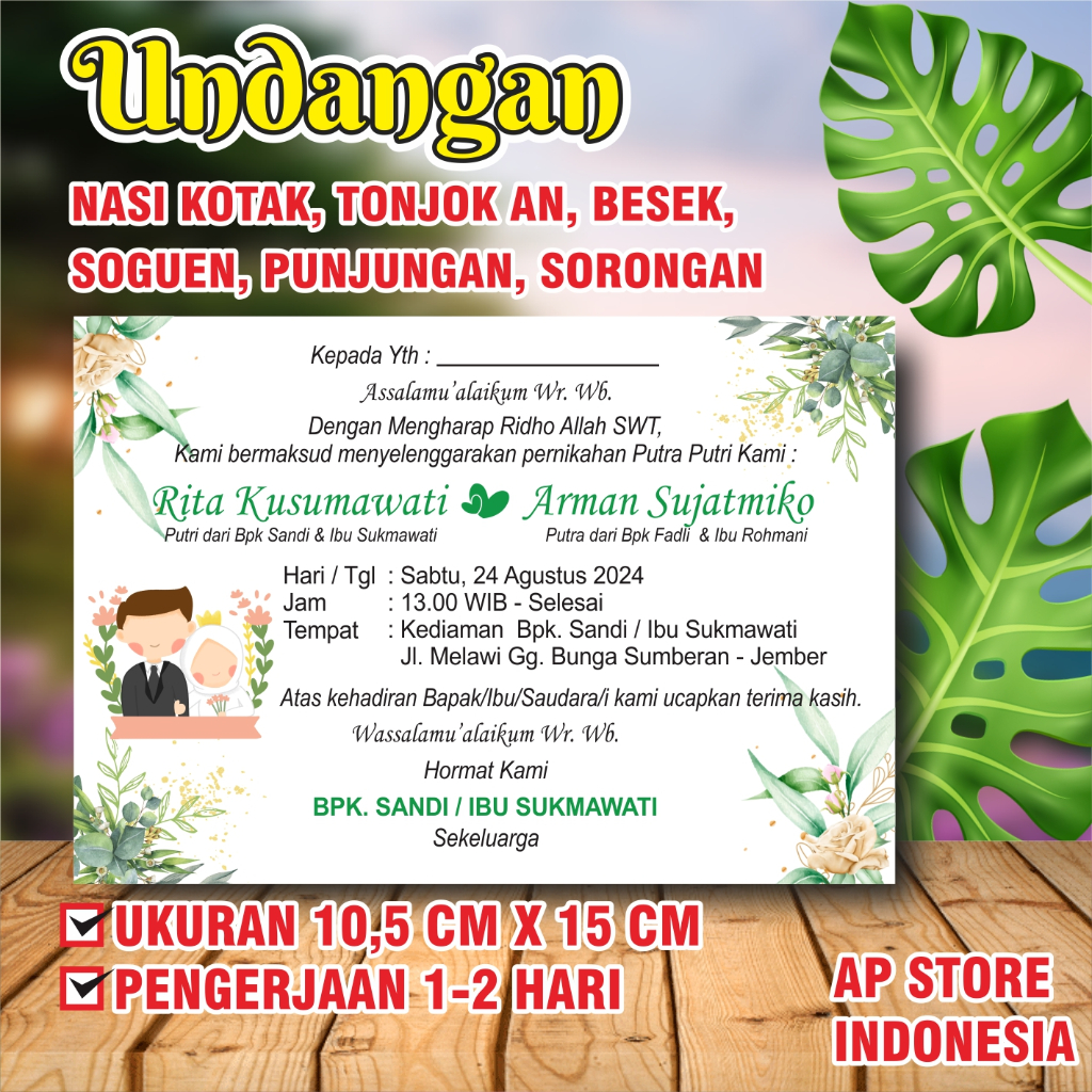 Jual Undangan Besek, Undangan Tonjokan, Undangan Nasi Kotak , Undangan ...