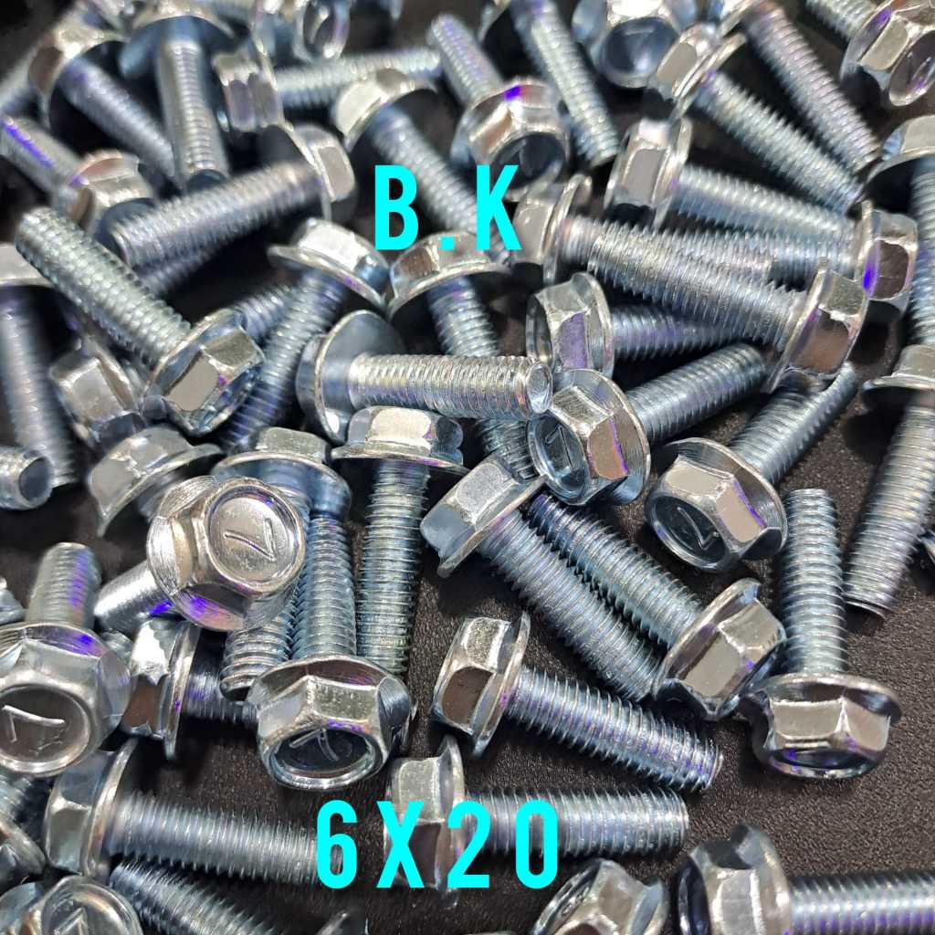 Jual 25-100 Pcs Baut Flange Bolt M6/Baut Topi M6 Kunci 10 6x20 | Shopee ...
