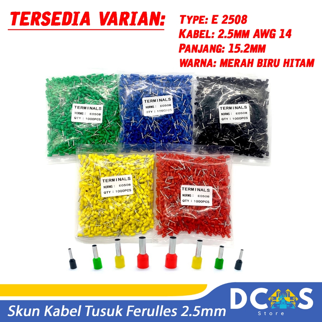 Jual Skun Kabel Tusuk Ferulles/Ferrules 2.5mm 2.5 mm 2,5mm 2,5 mm E2508 - Merah | Shopee Indonesia