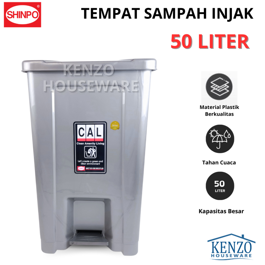 Jual Tempat Sampah Injak 50 Liter SHINPO Tong Sampah Besar 50 L SIP 750 | Shopee Indonesia