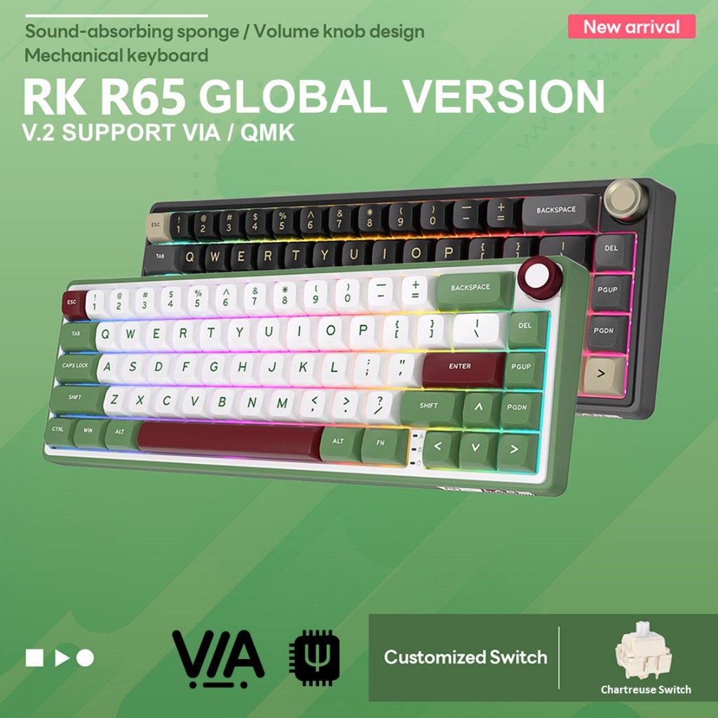 Jual Royal Kludge RK R65 Knob 65% Gasket Mechanical Keyboard RGB ...