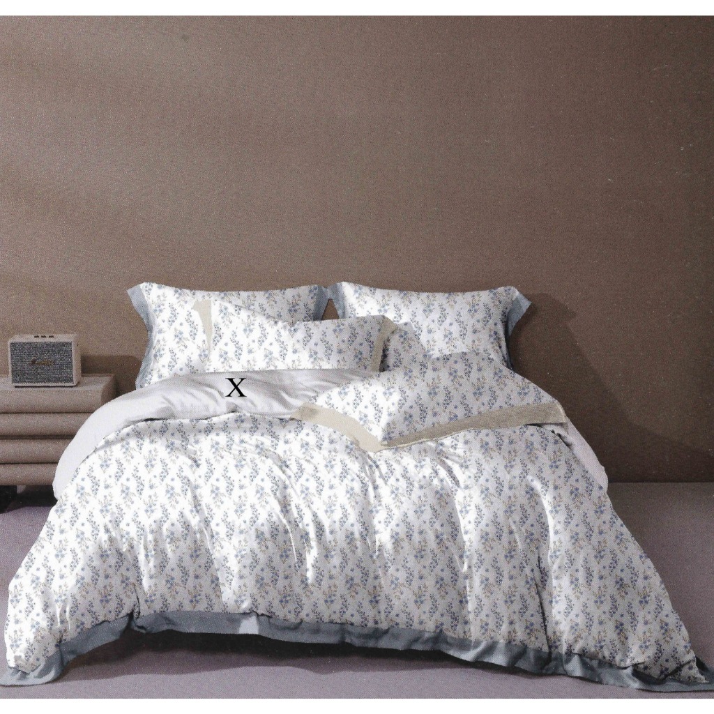 Jual Bedcover set sutra serat bambu Edlyn / Hektor / Groente / Corner / Noah Blue / Noah Brown ...