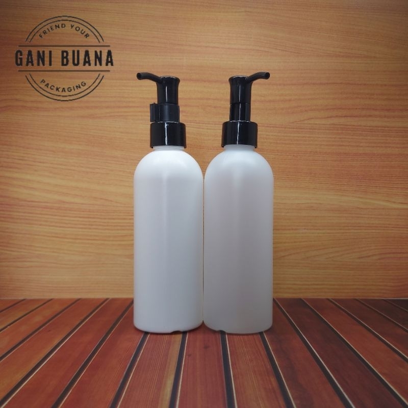 Jual BOTOL PUMP 250ML HDPE PUTIH/NATURAL TUTUP PUMP CLIP OIL HITAM/BOTOL PUMP 250ML HDPE ...