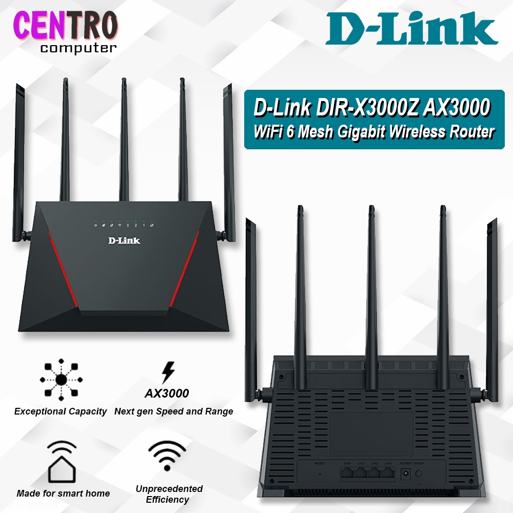 Jual D-Link DIR-X3000Z AX3000 WiFi 6 Mesh Gigabit Wireless Router | Shopee Indonesia