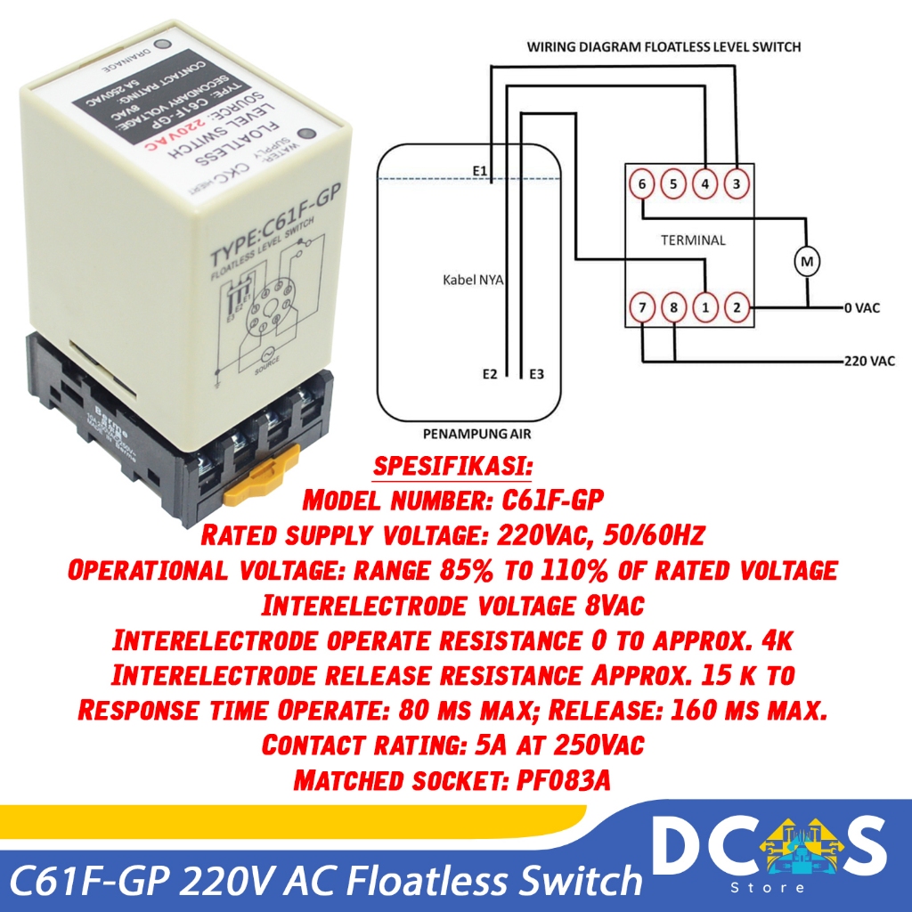 Jual C61F-GP 220V AC floatless level switch Relay / Water Level Controller | Shopee Indonesia