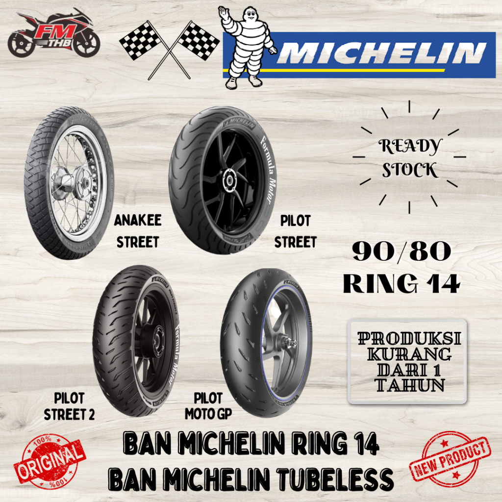 Jual Ban Tubles Michelin 90/90 Ring 14 - Ban Motor Ring 14 Tubles ...
