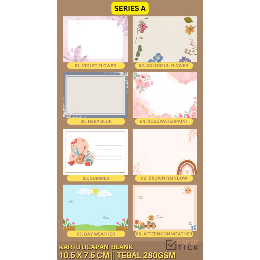 Jual (Series A) Blank Cards Kartu Ucapan Flower Bunga Ulang Tahun ...