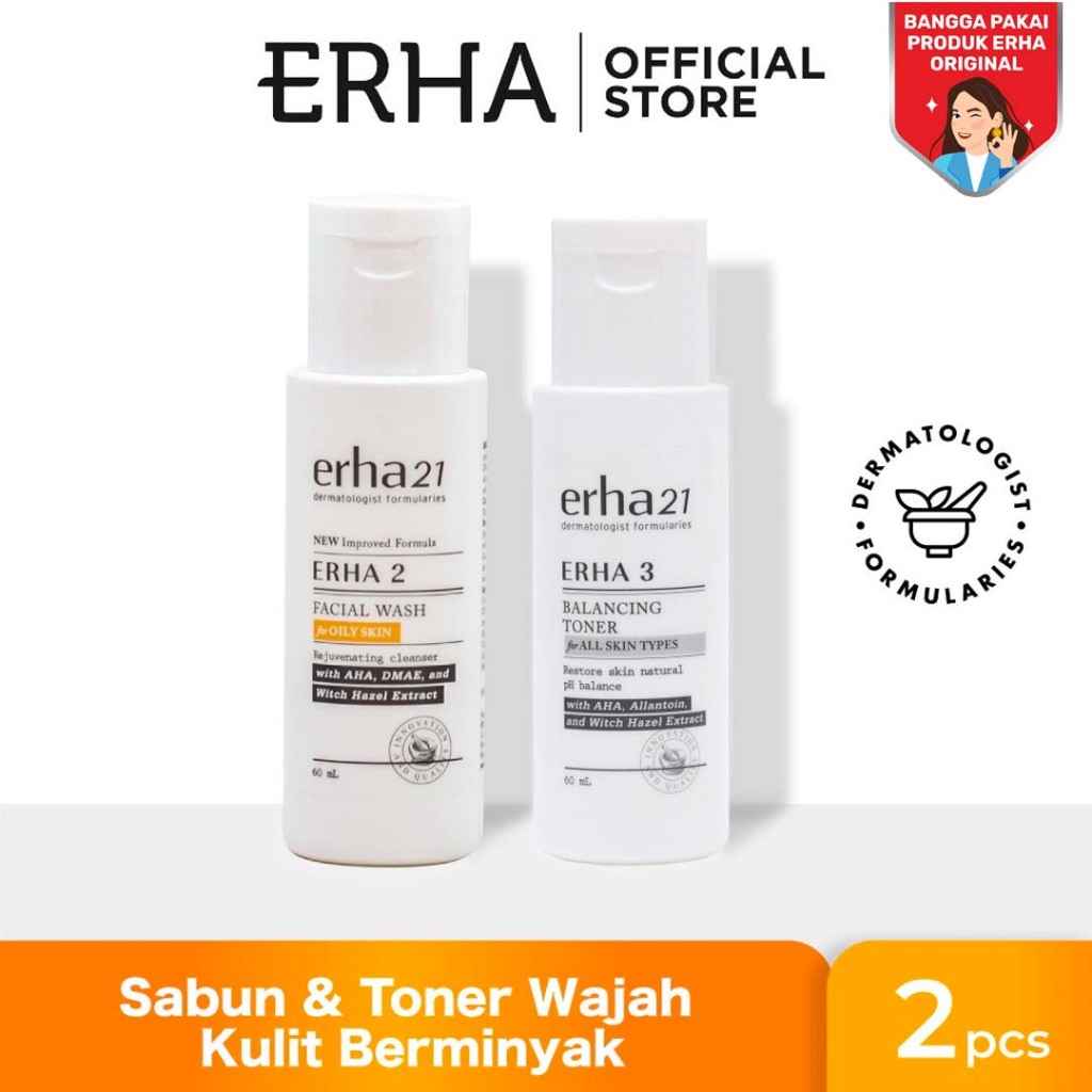 Jual ERHA Bundle ERHA 2 Facial Wash 60ml & ERHA 3 Balancing Toner 60ml ...