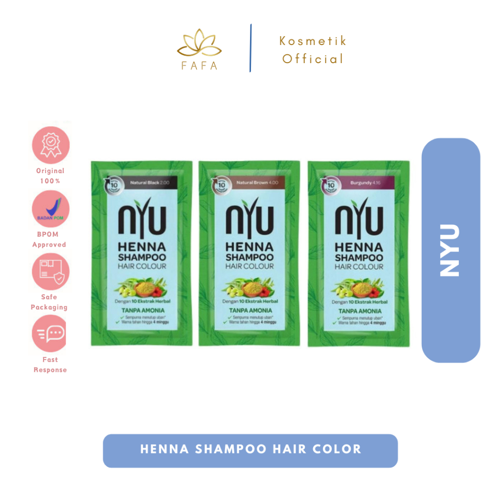 Jual NYU Henna Shampoo Hair Color Series 20ml Sachet | Shopee Indonesia