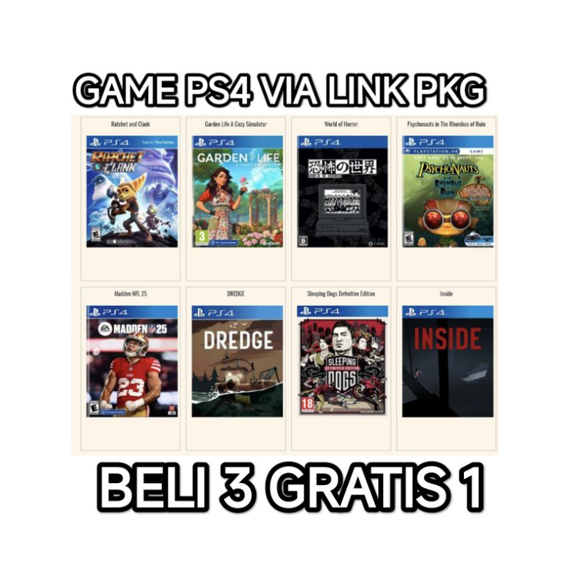 Jual GAME PS4 PKG VIA LINK BELI 3 GRATISS 1 | Shopee Indonesia