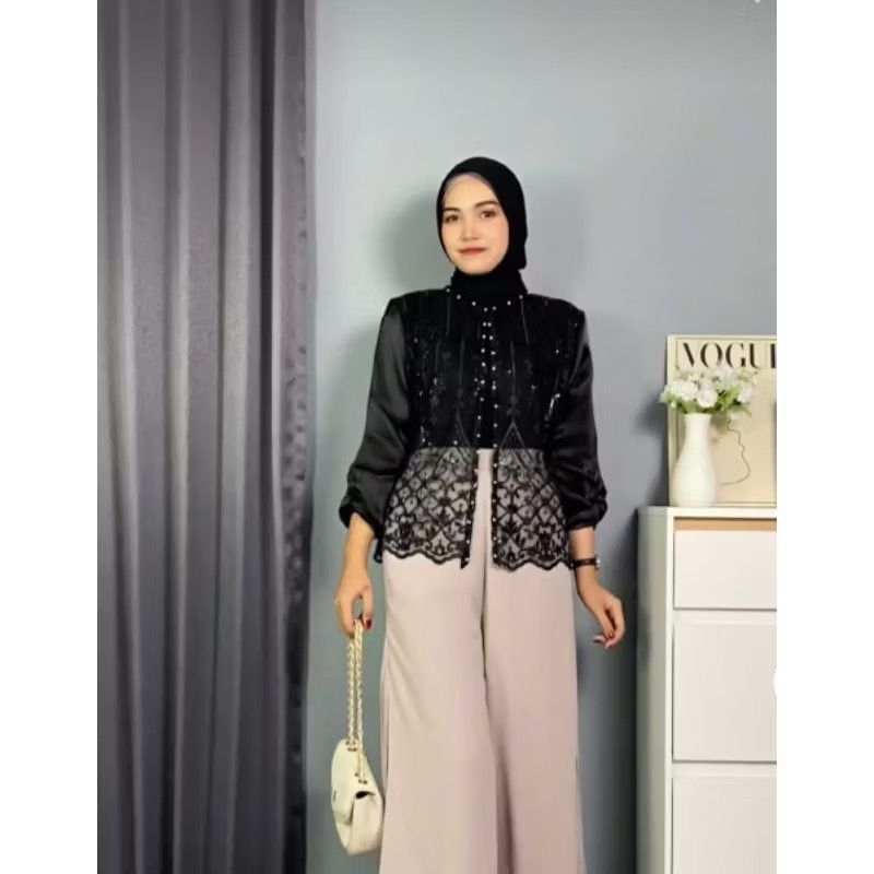 Jual Zaina Outer Crop Brukat Organza Outer Brokat Sapto Baju Kondangan ...