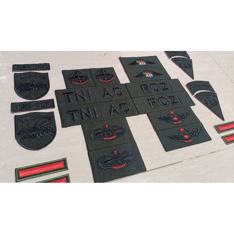 Jual FULL 1 set Atribut bordir papan nama pdl TNI AD | Shopee Indonesia