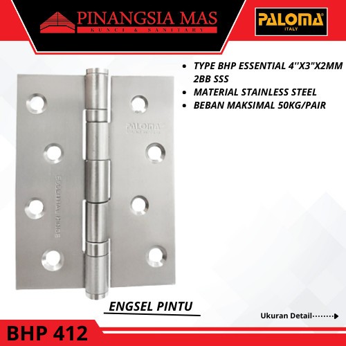 Jual Engsel Pintu Paloma Stainless BHP 412 (4"x3"x2mm) #Engsel | Shopee ...