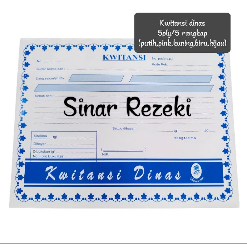 Jual 1 pak!!kwitansi dinas 5 ply 5ply 5 rangkap/kuitansi dinas/kwitansi ...