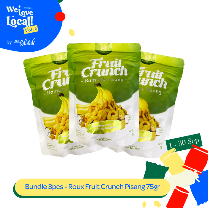 Jual Bundle 3pcs Roux Fruit Crunch Rambak Pisang 75g - Banana Crispy ...