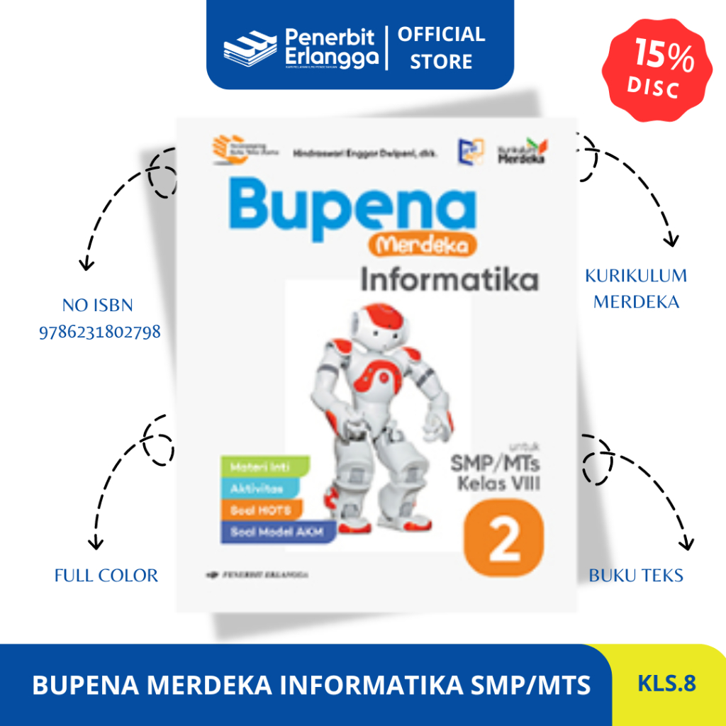 Jual BUPENA MERDEKA INFORMATIKA SMP/MTS KELAS 8 KURIKULUM MERDEKA -ERLANGGA | Shopee Indonesia