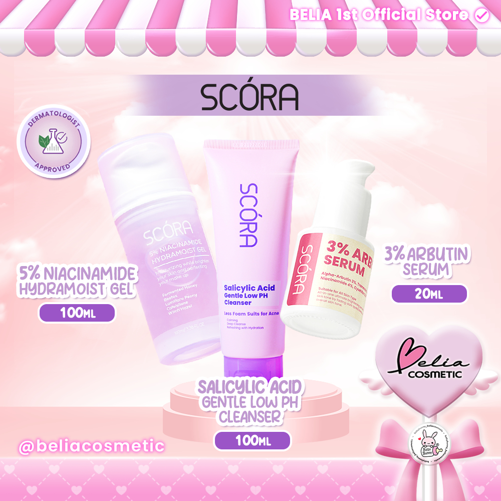 Jual BELIA SCORA Skincare Series | Salicylic Acid Cleanser | 5% Niacinamide Gel | 3% Arbutin ...