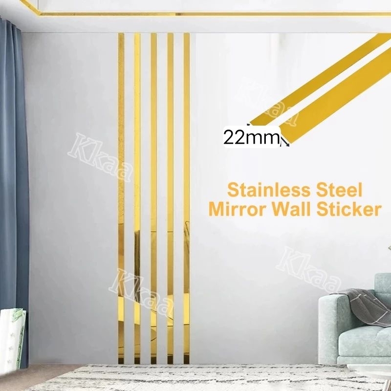 Jual Plat Strip Lis Gold Miror Steinles Steel 3 meter | Shopee Indonesia