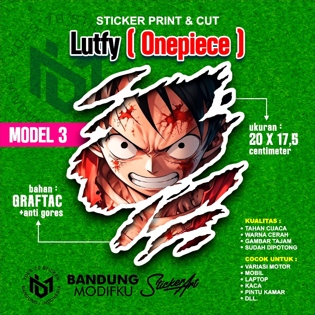 Jual Stiker Tokoh Anime Viral / Lutfy (Onepiece)-3 / Stiker Manga ...