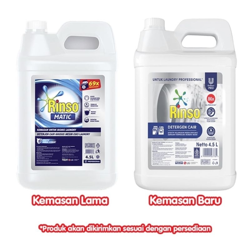 Jual Rinso Matic Profissional Deterjen cair 4.5 Liter Jerigen | Shopee ...