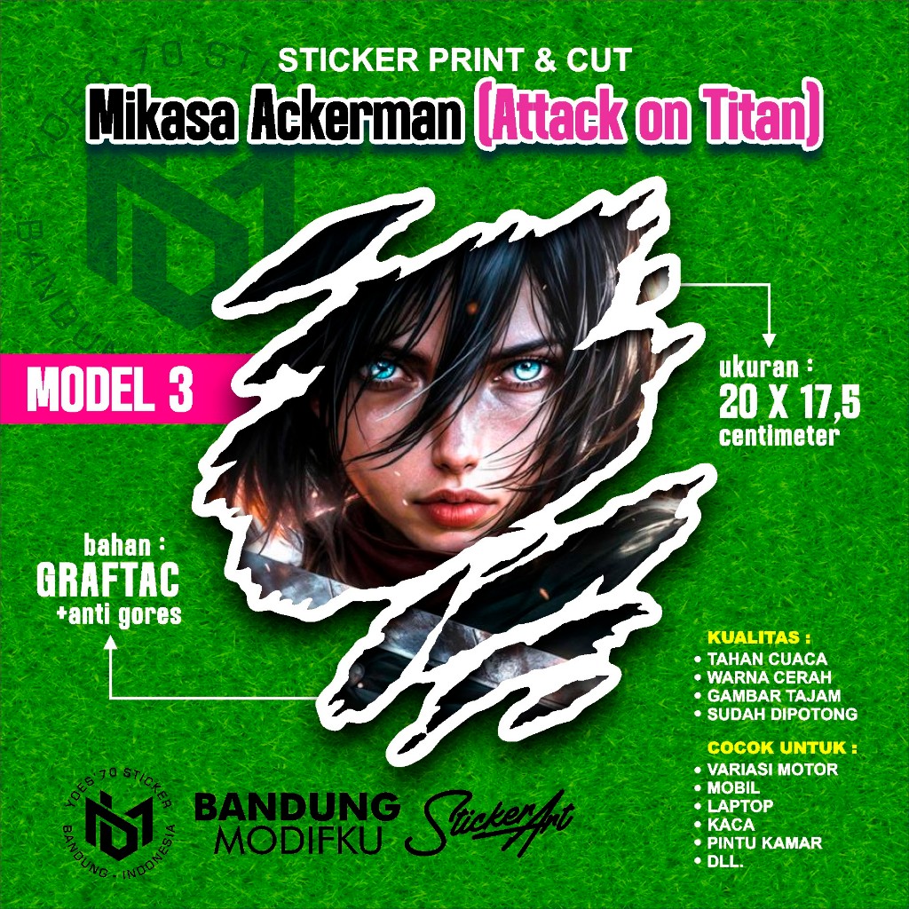 Jual Stiker Anime Mikasa Ackerman (Attack on Titan)-3 / Stiker Manga ...